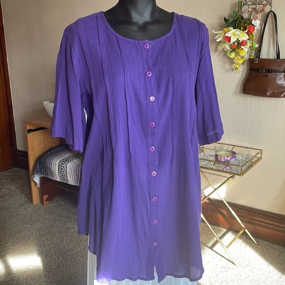 The Paragon | Tops | New Womans Pintuck Tunic The Paragon Purple Cotton ...